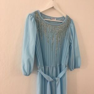 Vintage | Dresses | Vintage Baby Blue Midi Night Dress | Poshmark